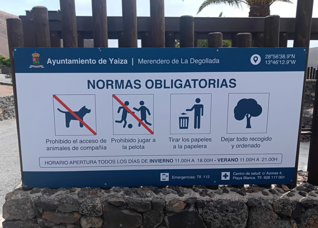 Cartel informativo instalado en el parque - Ayuntamiento de Yaiza